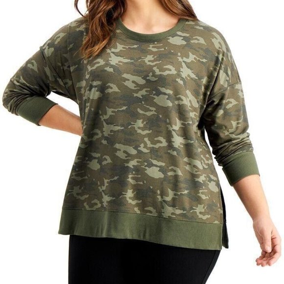 Ideology | Tops | Ideology Camo Emerald Off Duty Casual Long Sleeve ...